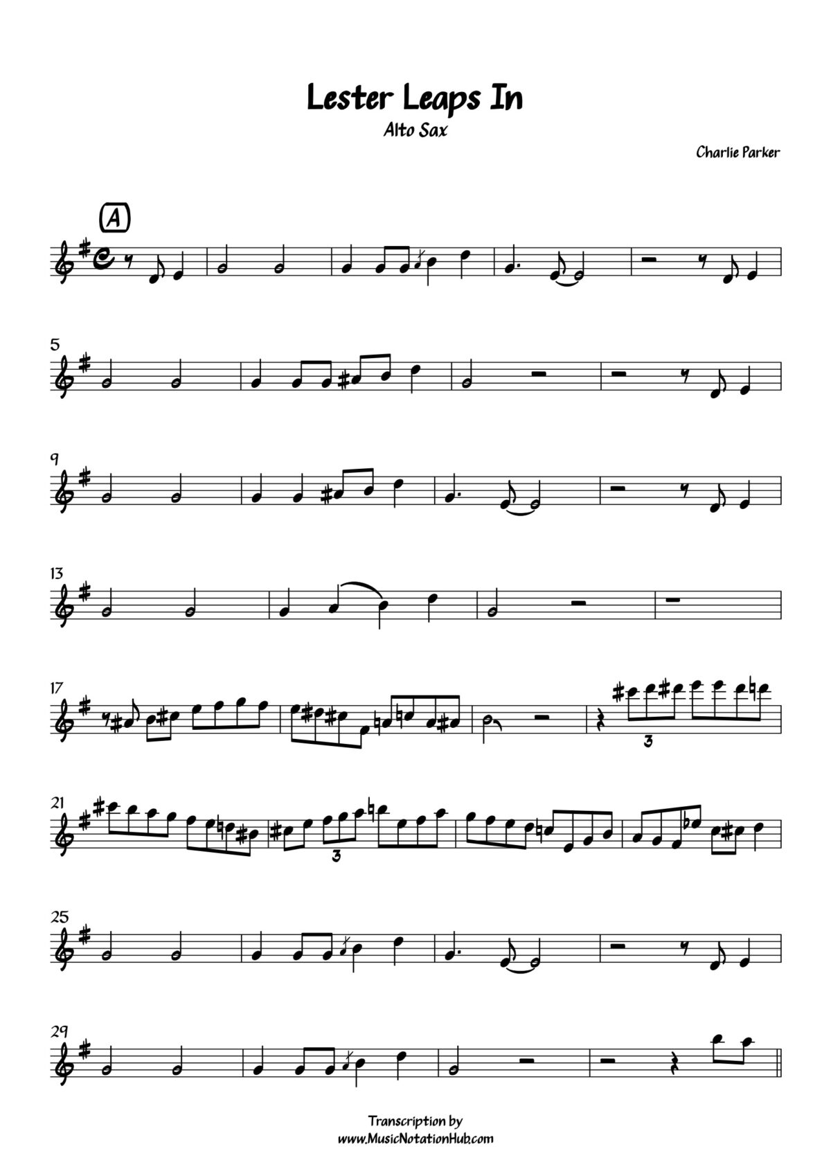 Saxophone Transcription | Music Notation Hub